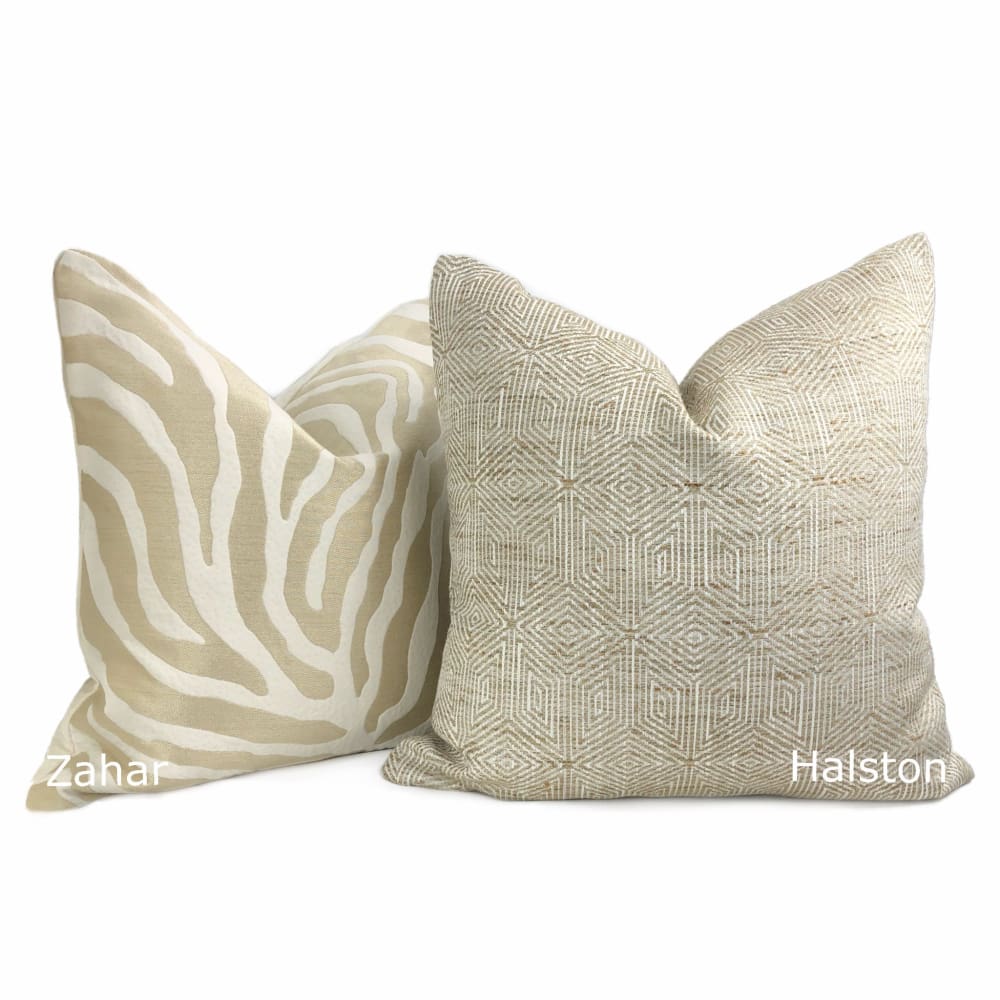 Halston Tan Brown & Cream Geometric Pillow Cover – Aloriam