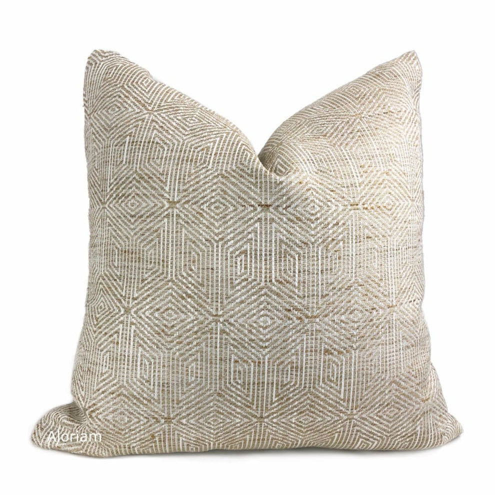 Halston Tan Brown & Cream Geometric Pillow Cover – Aloriam