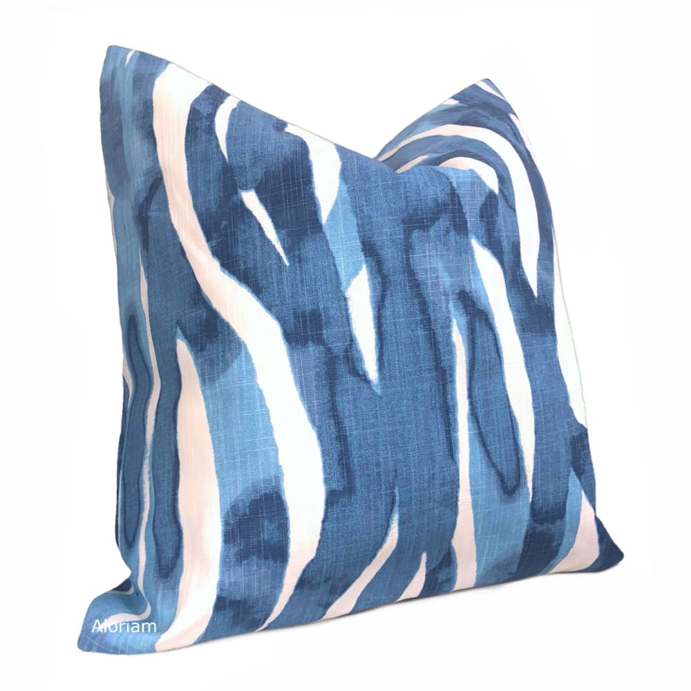 Lyra Blue White Brushstrokes Pillow Cover – Aloriam