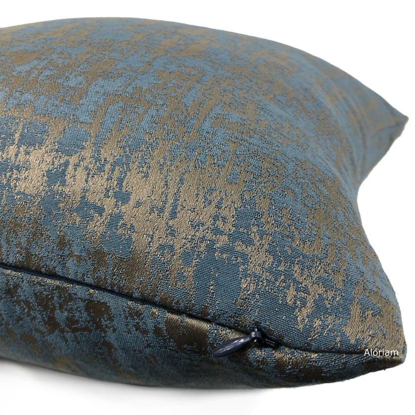 Bruno Slate Blue Bronze Brown Abstract Pillow Cover – Aloriam