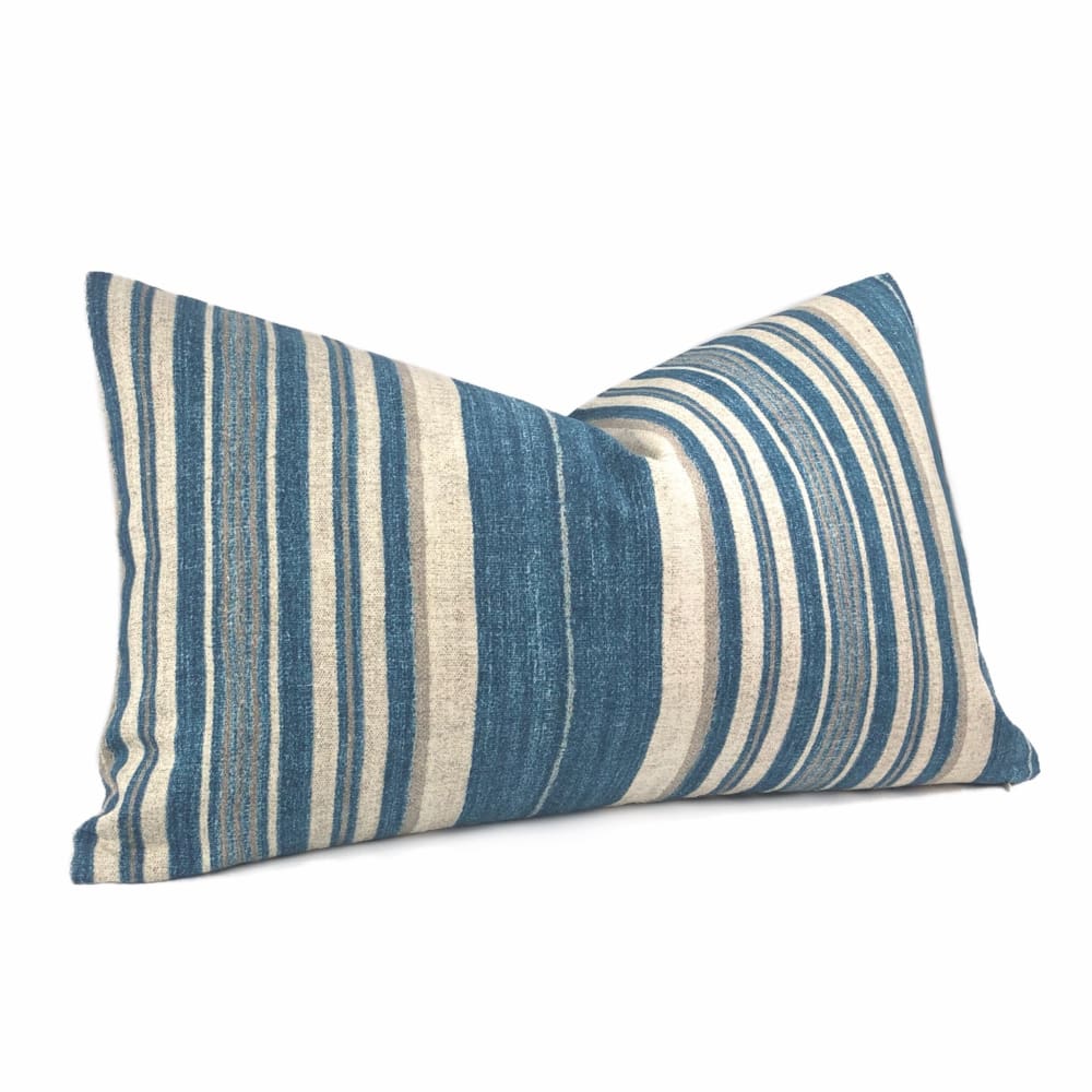 Cape Cod Blue Beige Stripe Cotton Print Pillow Cover – Aloriam
