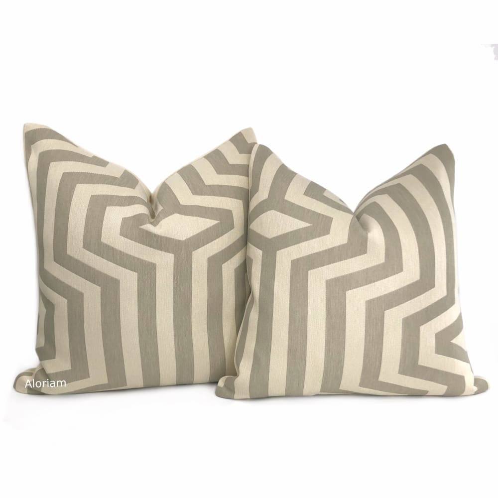 Cochran Stone Beige Taupe Geometric Pillow Cover (Fabric by the Yard a ...