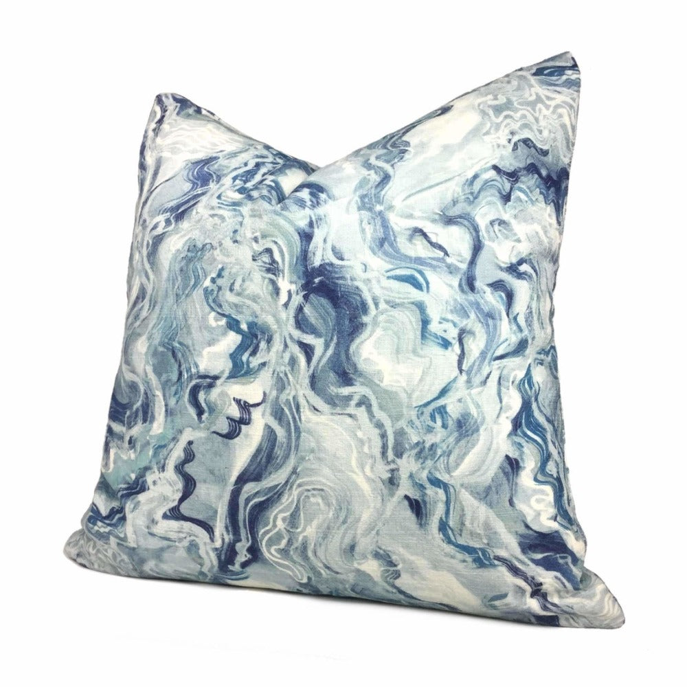 Cumulus Blue White Swirls Cotton Print Pillow Cover – Aloriam