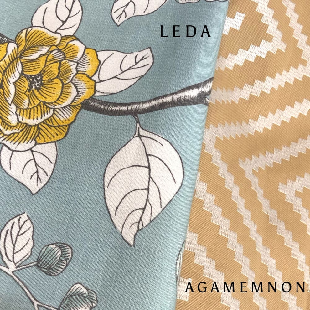 Dwell Studio Robert Allen Leda Peony Aquatint Gray Aqua White Yellow P ...