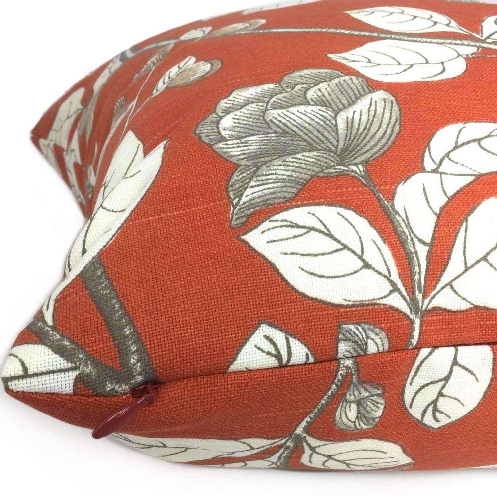 Dwell Studio Robert Allen Leda Peony Persimmon Orange Floral Pillow Co ...