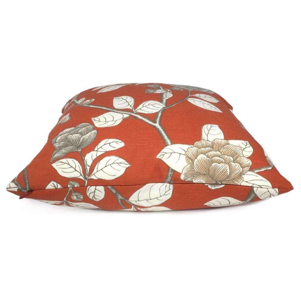 Dwell Studio Robert Allen Leda Peony Persimmon Orange Floral Pillow Co ...
