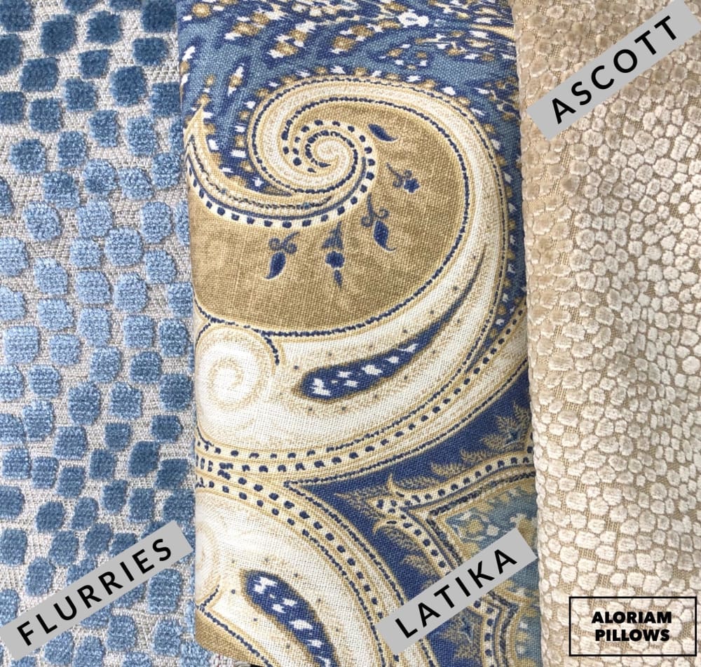 Flurries River Blue Cut Velvet Dots Pillow Cover (Fabric by the Yard a ...