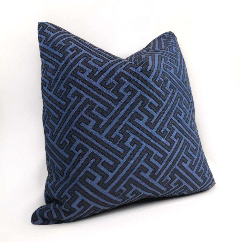 Hercules Greek Key Geometric Jacquard Navy Blue Pillow Cover – Aloriam