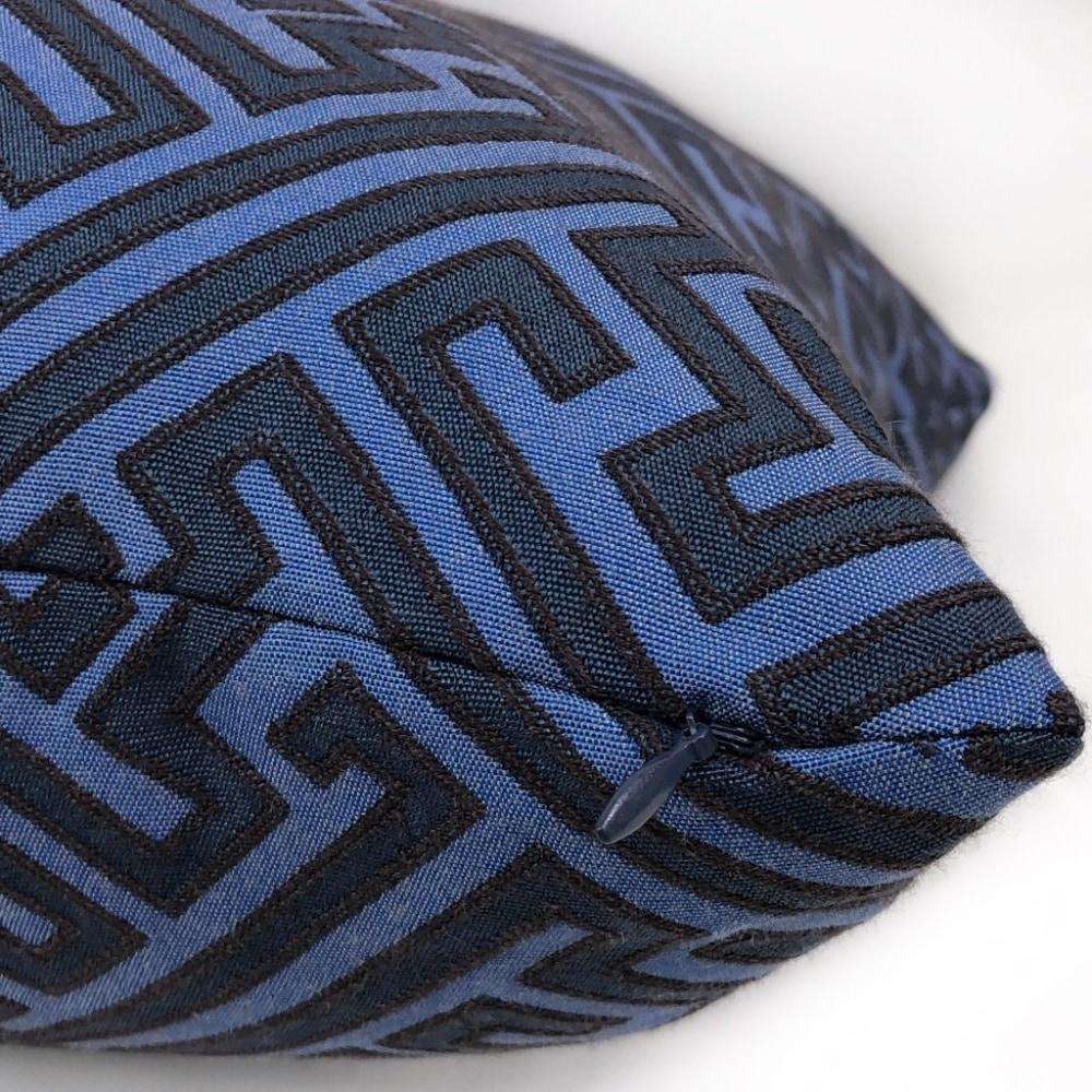 Hercules Greek Key Geometric Jacquard Navy Blue Pillow Cover – Aloriam