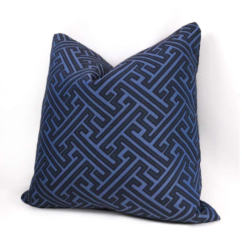 Hercules Greek Key Geometric Jacquard Navy Blue Pillow Cover – Aloriam