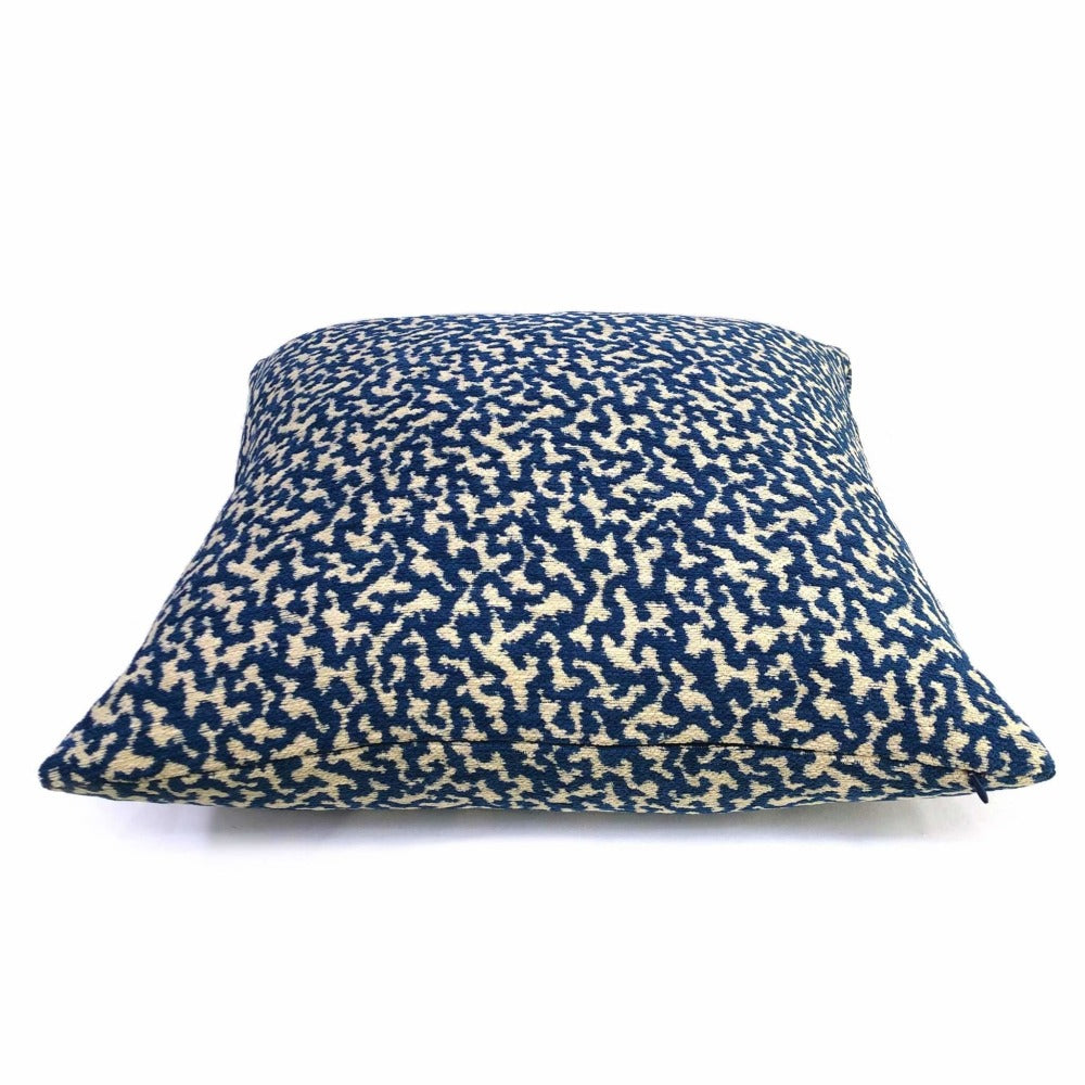 Kimball Navy Blue & Almond Abstract Squiggles Chenille Pillow Cover (C ...