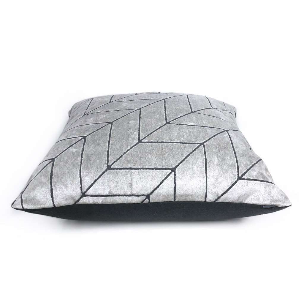 Leyland Silver Gray Diagonal Chevron Velvet Pillow Cover – Aloriam