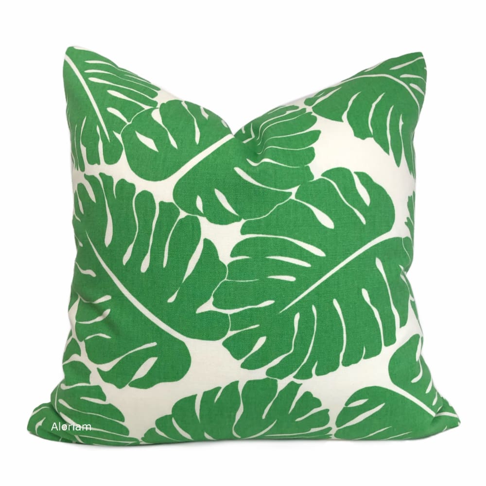 Martinique Green Modern Palm Leaf Print Pillow Cover – Aloriam