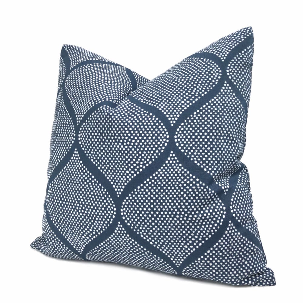 (CLEARANCE) Navy Blue White Ogee Dots Cotton Print Pillow Cover – Aloriam