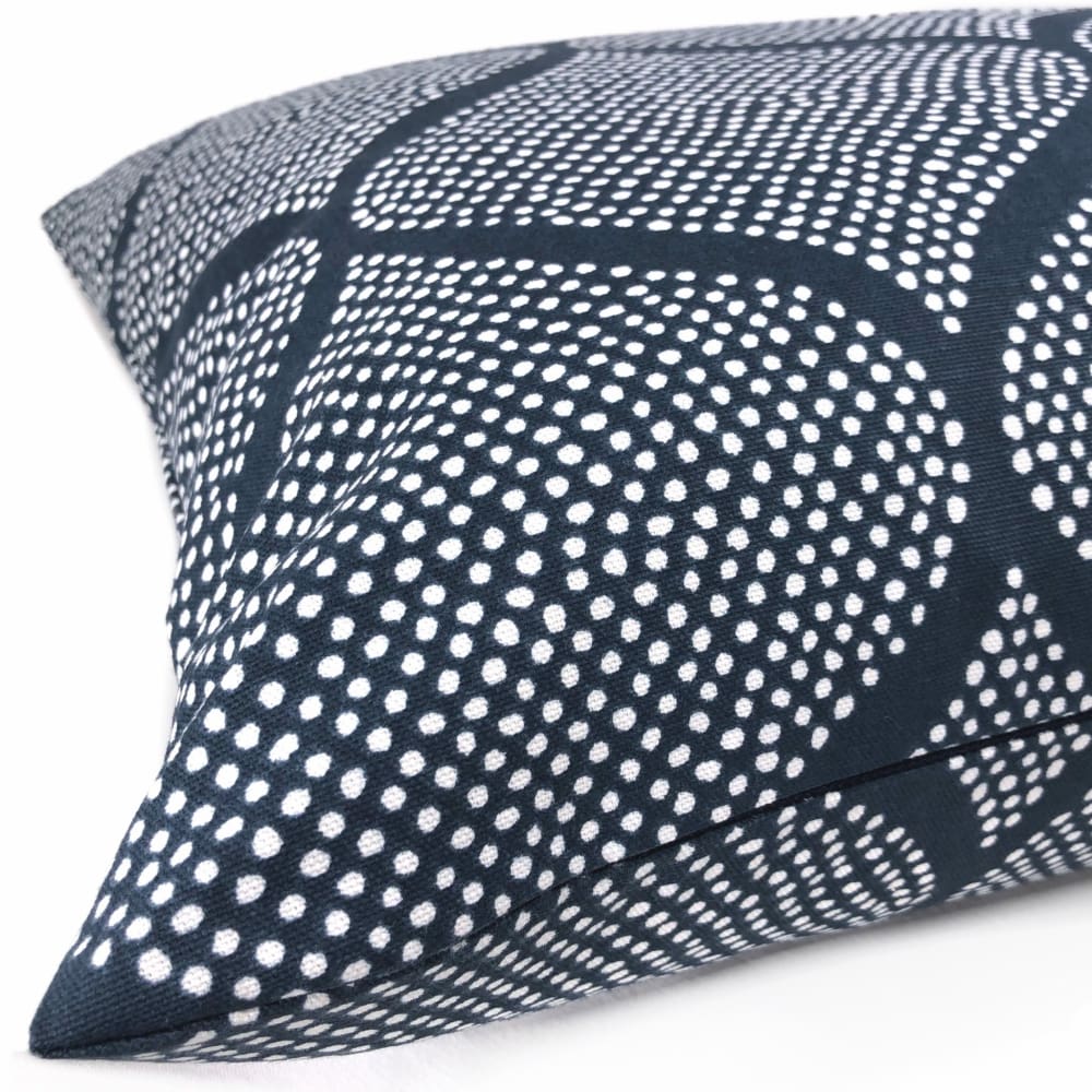 (CLEARANCE) Navy Blue White Ogee Dots Cotton Print Pillow Cover – Aloriam