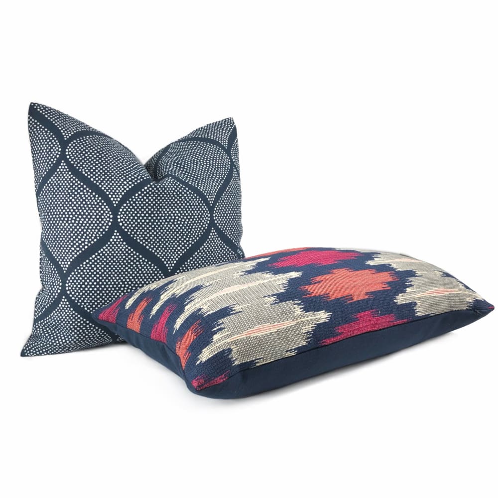 (CLEARANCE) Navy Blue White Ogee Dots Cotton Print Pillow Cover – Aloriam