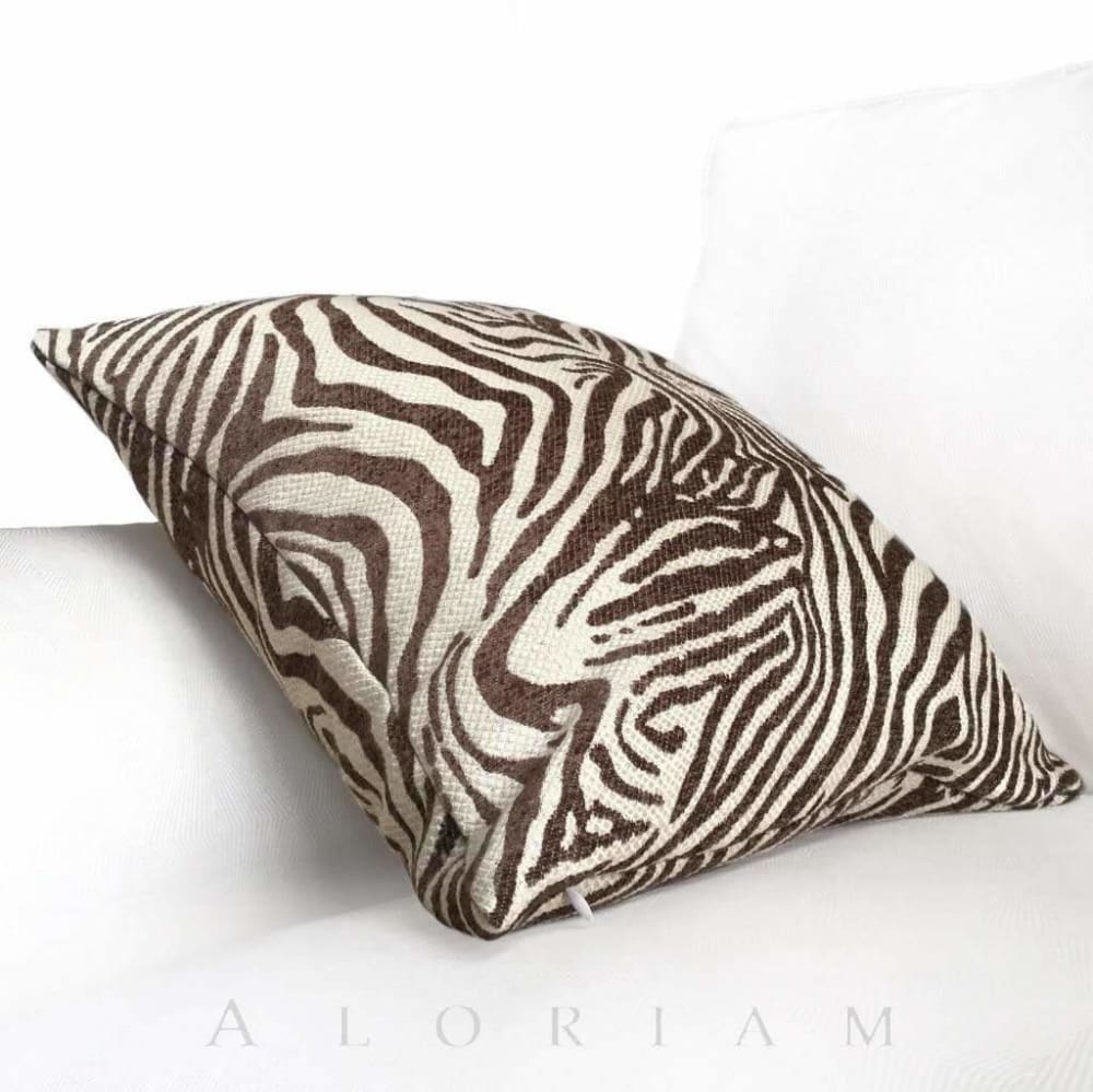Okapi Brown Beige Small Zebra Animal Stripe Chenille Pillow Cover – Aloriam