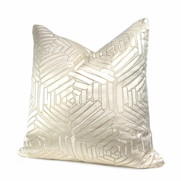 Percival Cream Gold Freeform Hexagons Pillow Cover – Aloriam