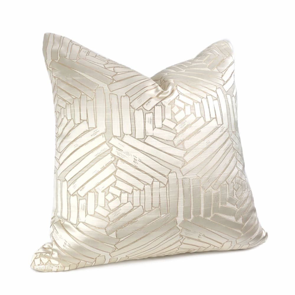 Percival Cream Gold Freeform Hexagons Pillow Cover – Aloriam