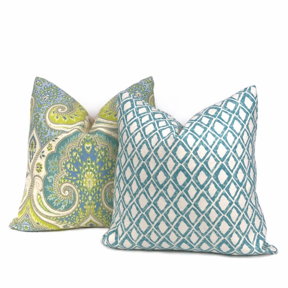 Torino Aqua Diamond Geometric Print Pillow Cover – Aloriam